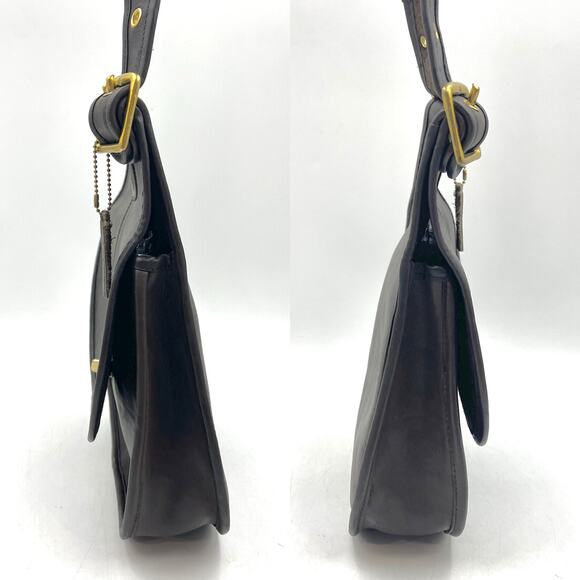 Coach | Bags | Vintage Coach Crescent Bag Black Leather Purse Handbag ...